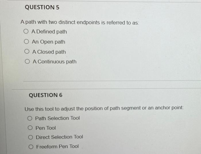 Solved QUESTION 5 A path with two distinct endpoints is | Chegg.com