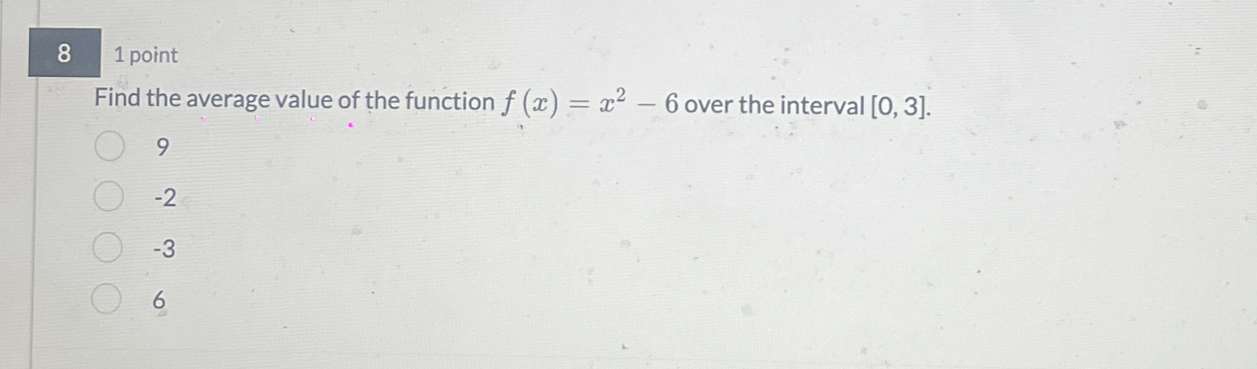 Solved 1 ﻿pointFind the average value of the function | Chegg.com