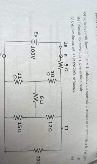 Solved Q1:(a) ﻿In the circuit shown in Figure-1, ﻿calculate | Chegg.com
