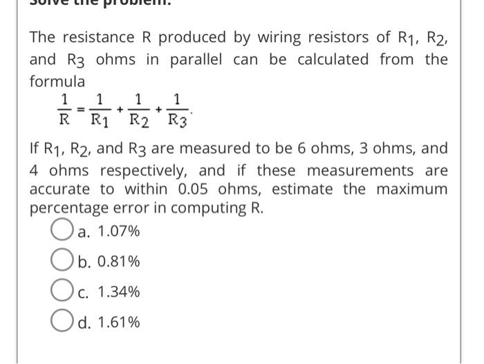 Solved The resistance R produced by wiring resistors of | Chegg.com