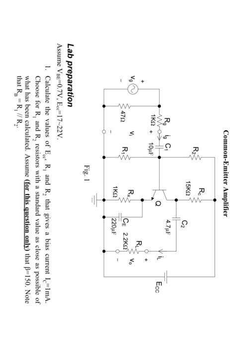 Solved Common-Emitter Amplifier Lab preparation Assume | Chegg.com