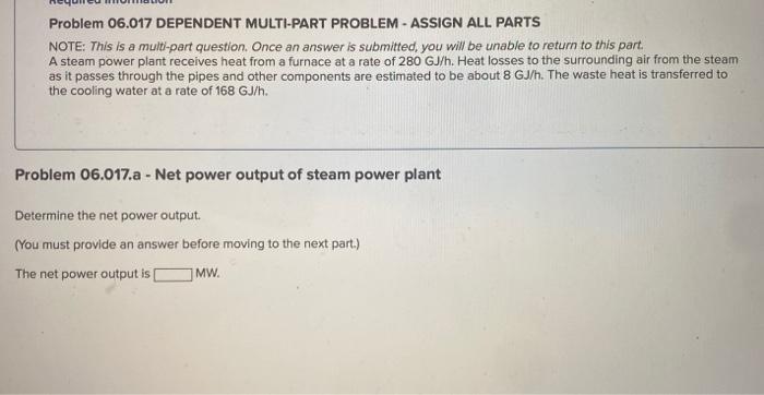 Solved Problem 06.017 DEPENDENT MULTI-PART PROBLEM - ASSIGN | Chegg.com