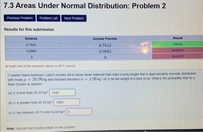 Solved 7.3 Areas Under Normal Distribution: Problem 2 | Chegg.com