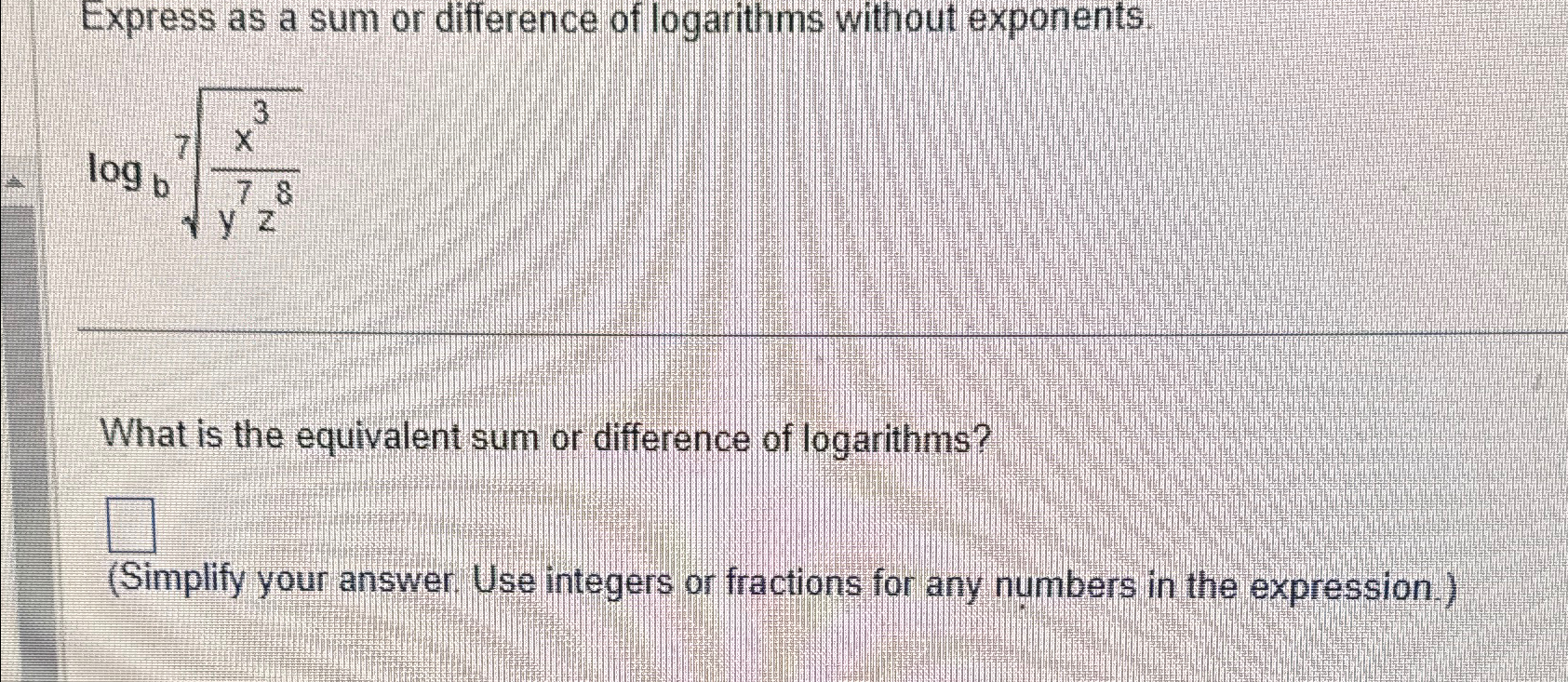Solved Express as a sum or difference of logarithms without | Chegg.com