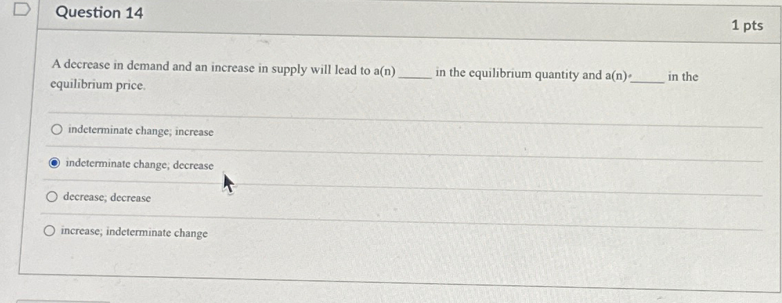 Solved Question 141 ﻿ptsA decrease in demand and an increase | Chegg.com