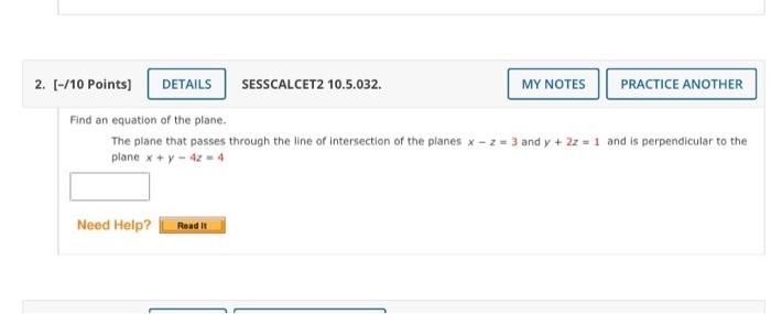 Solved Find an equation of the plane. The plane that passes | Chegg.com