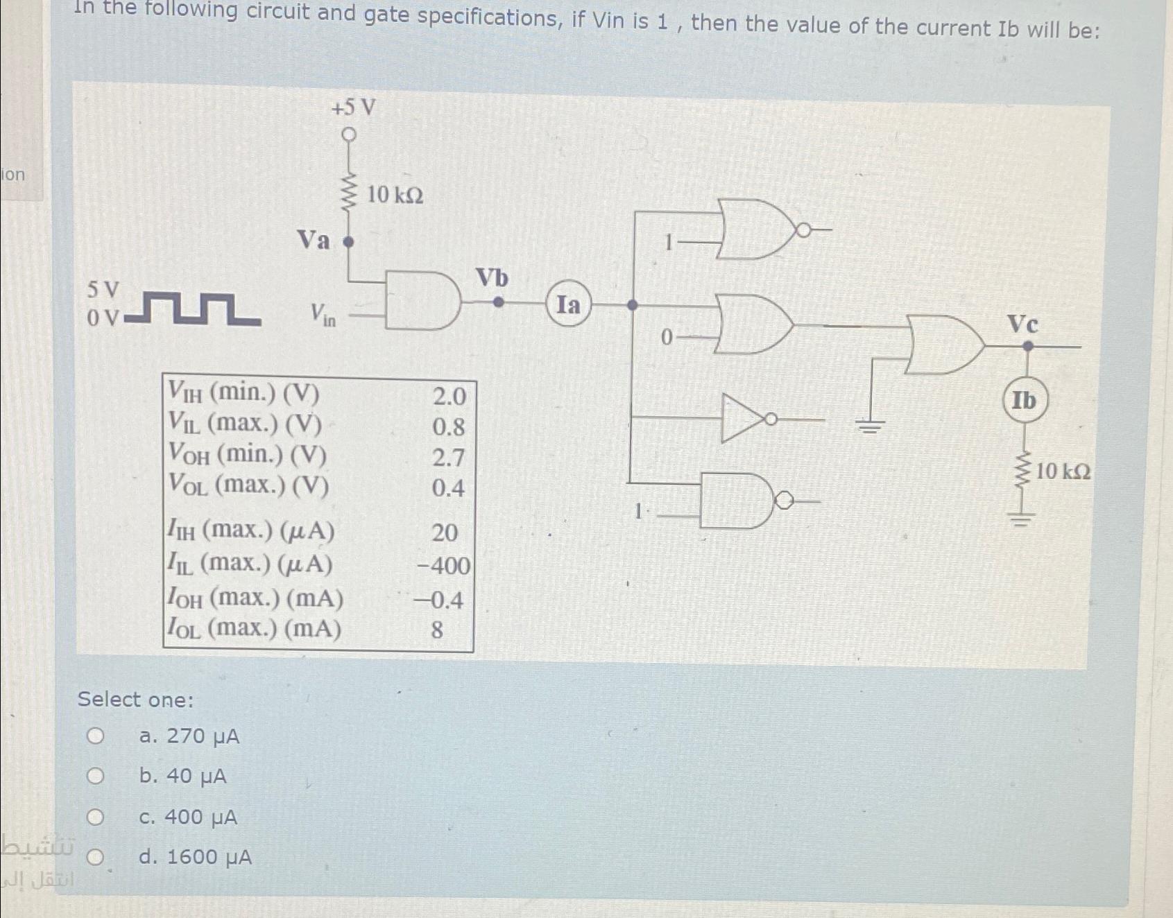 In the following circuit and gate specifications, if | Chegg.com