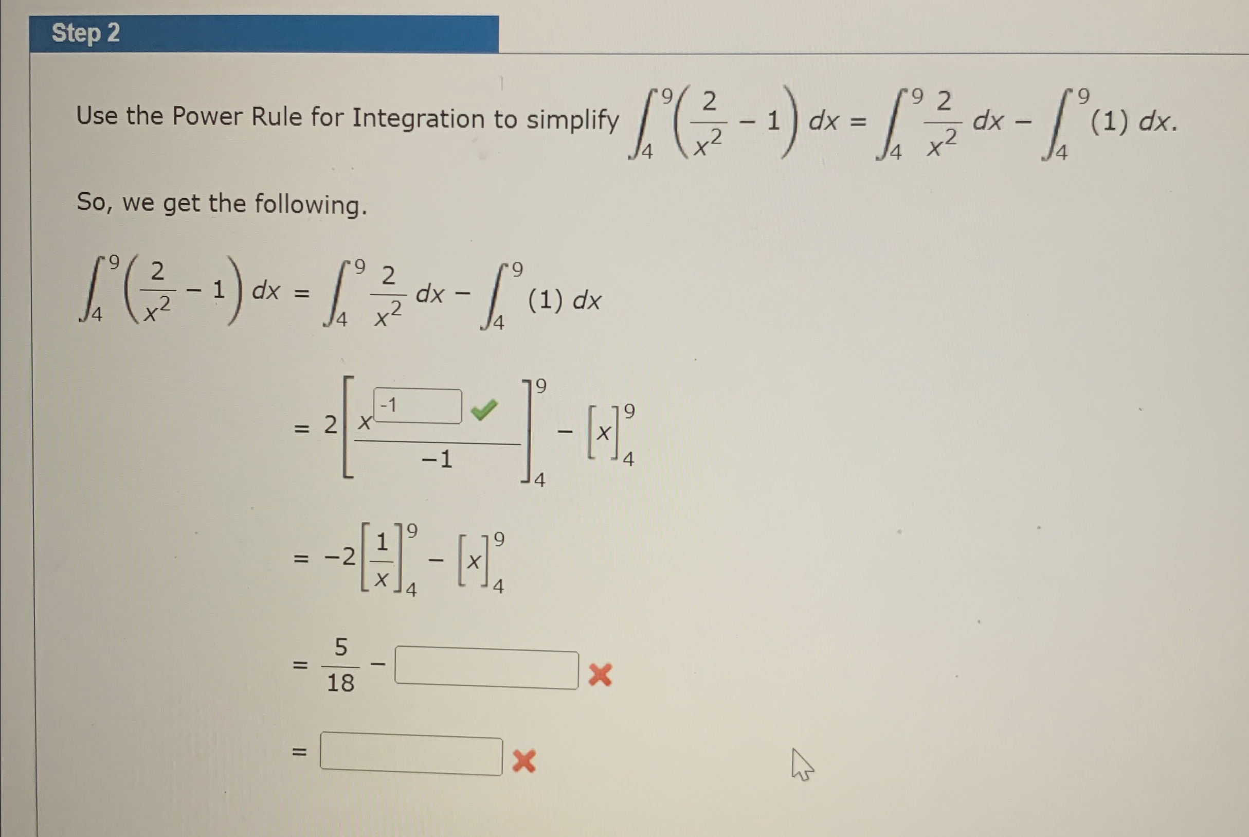 Solved Step 2Use the Power Rule for Integration to simplify | Chegg.com