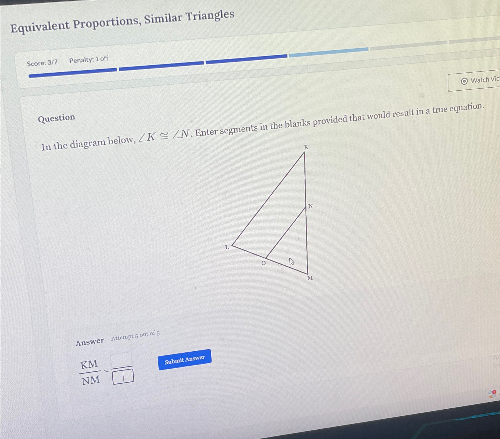 Solved Equivalent Proportions, Similar TrianglesScore: | Chegg.com