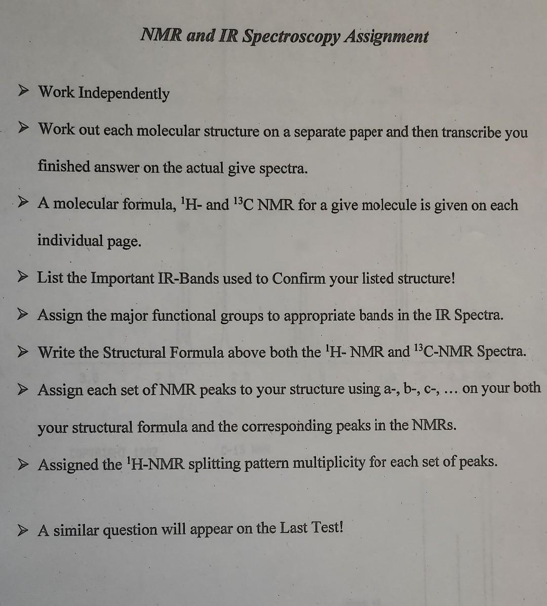 Solved NMR and IR Spectroscopy Assignment Work Independently | Chegg.com