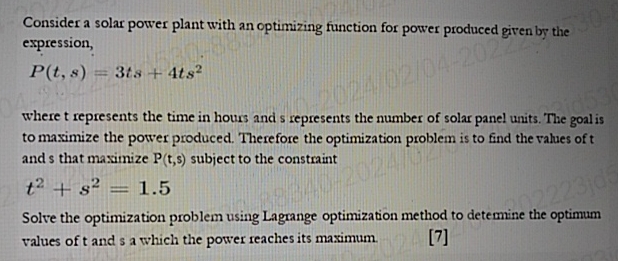 Solved Consider a solar power plant with an optimizing | Chegg.com