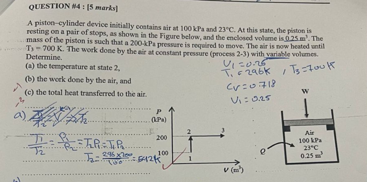 Solved QUESTION #4 ﻿: [5 ﻿marks]A piston-cylinder device | Chegg.com