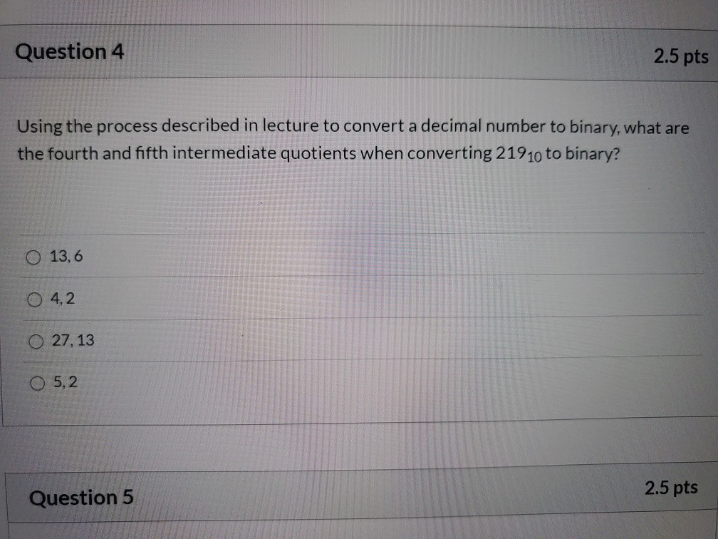 Solved Question 1 2.5 pts Convert the decimal number - 15 to | Chegg.com