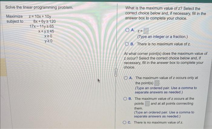 Solved Solve the linear programming problem. What is the | Chegg.com