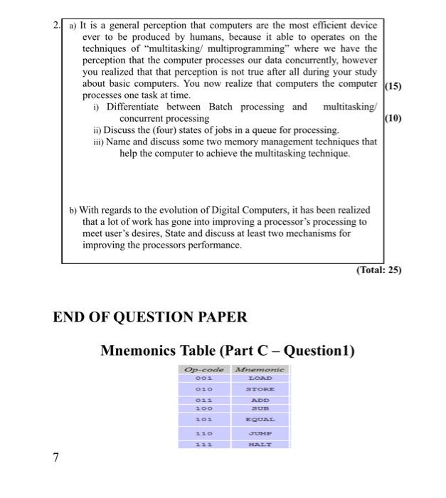 Solved PART A INSTRUCTIONS Part A contains FIVE questions. | Chegg.com
