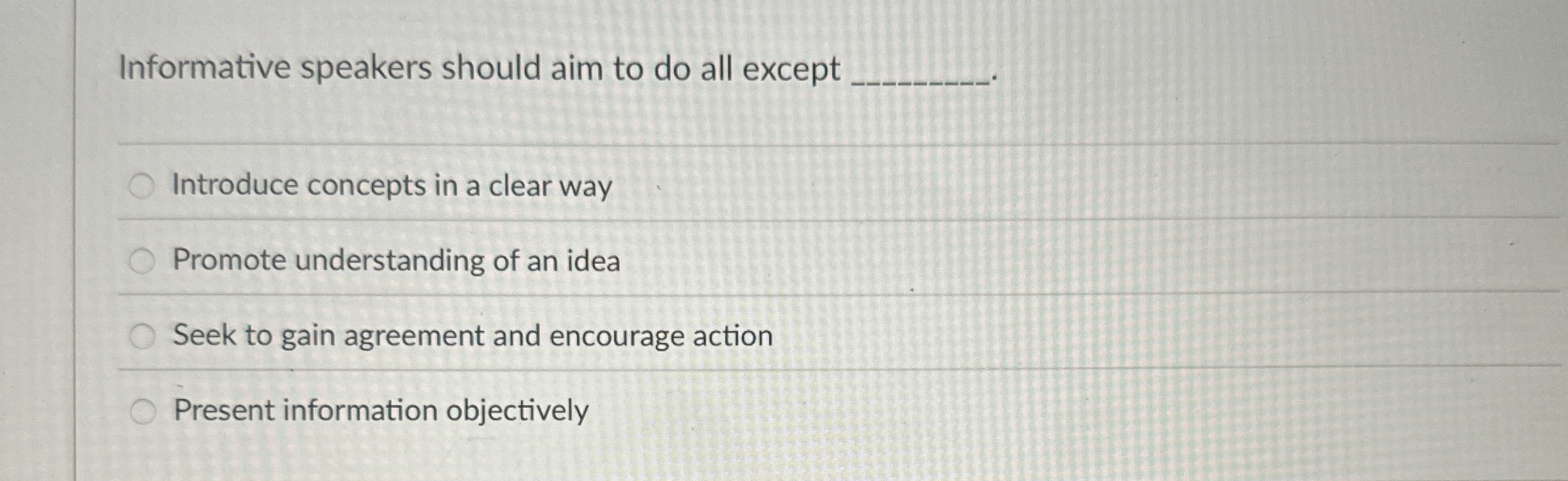 Solved Informative speakers should aim to do all | Chegg.com
