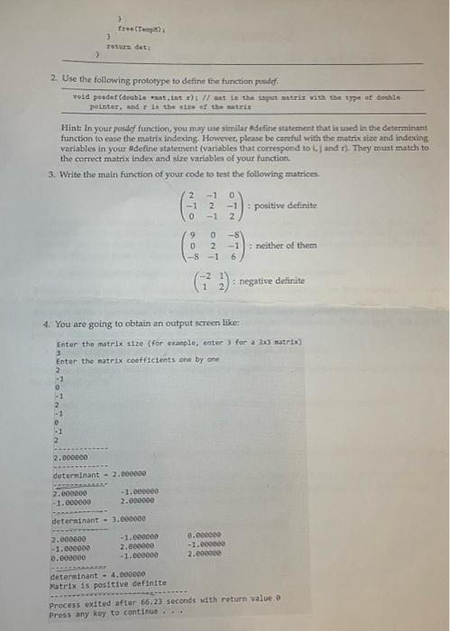 Solved Experiment-2 Positive Definiteness of a Matrix | Chegg.com