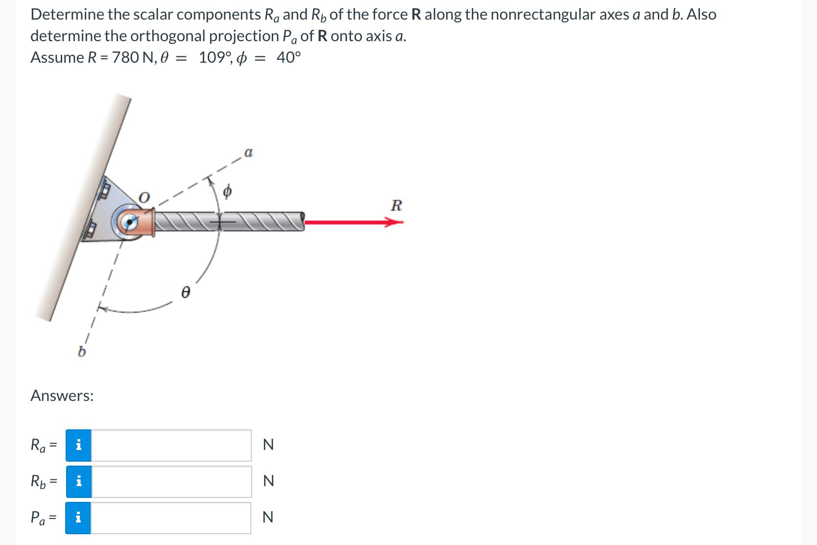 Solved • ﻿• ﻿• ﻿Determine the scalar components Ra ﻿and Rb | Chegg.com
