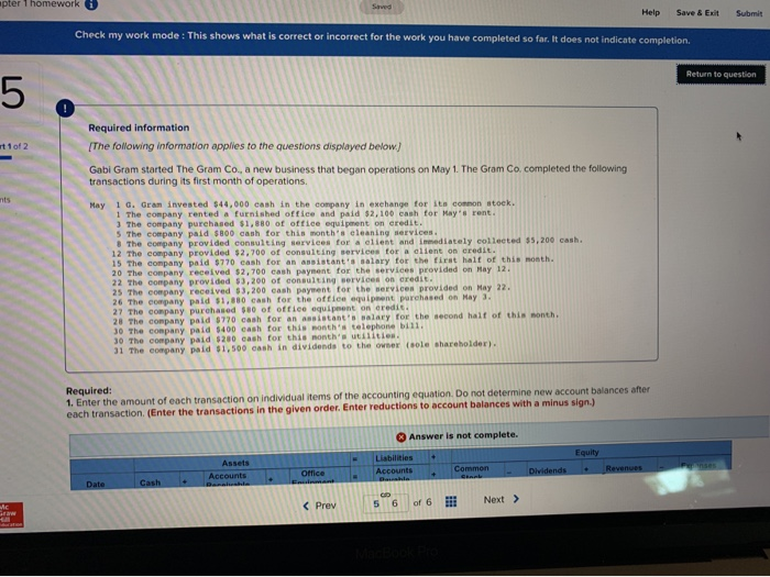 Solved pter 1 homework Saved Help Save & Exit Submit Check | Chegg.com
