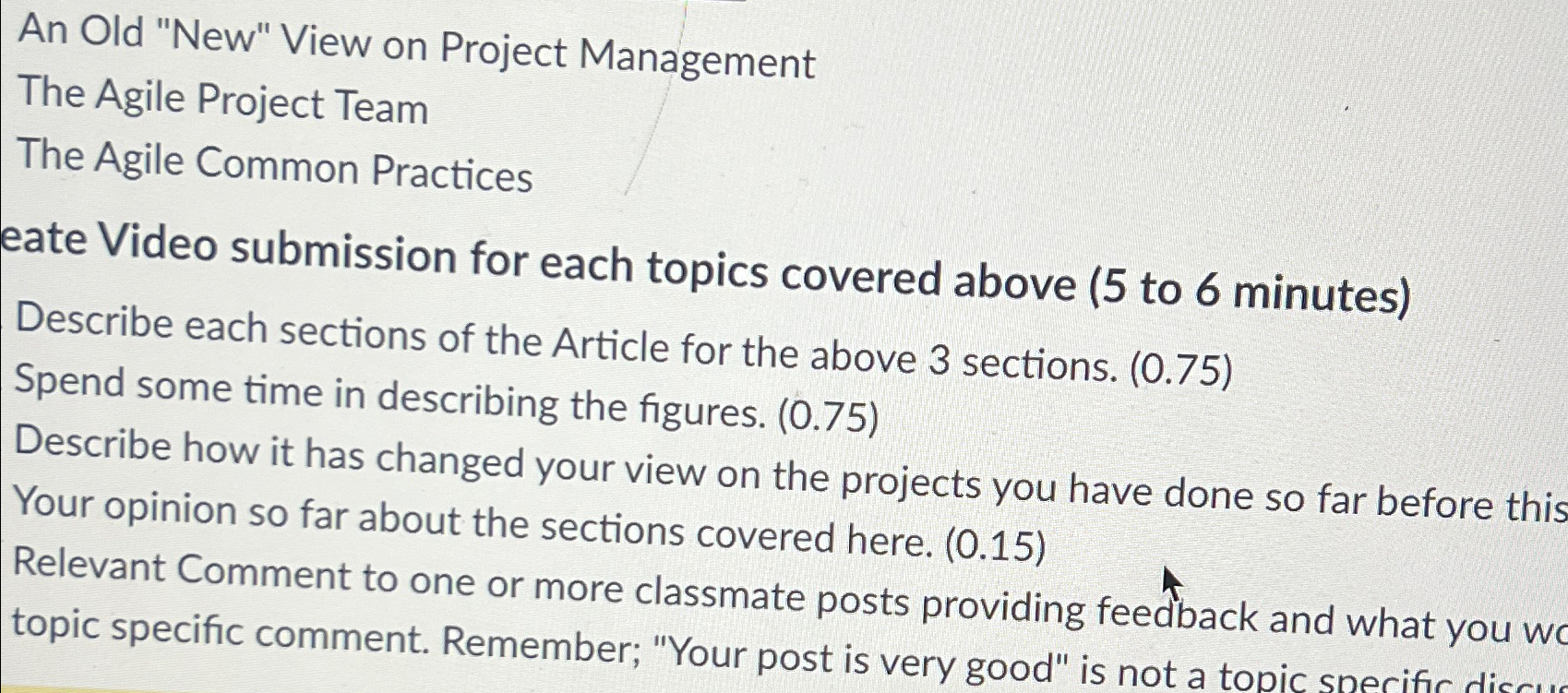 Solved An Old "New" View on Project ManagementThe Agile | Chegg.com