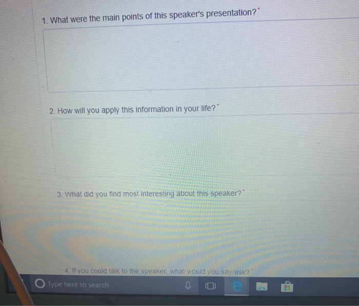 1. What were the main points of this speaker's | Chegg.com