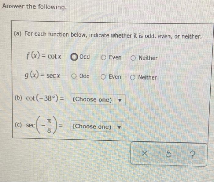 Solved Answer the following. (a) For each function below, | Chegg.com