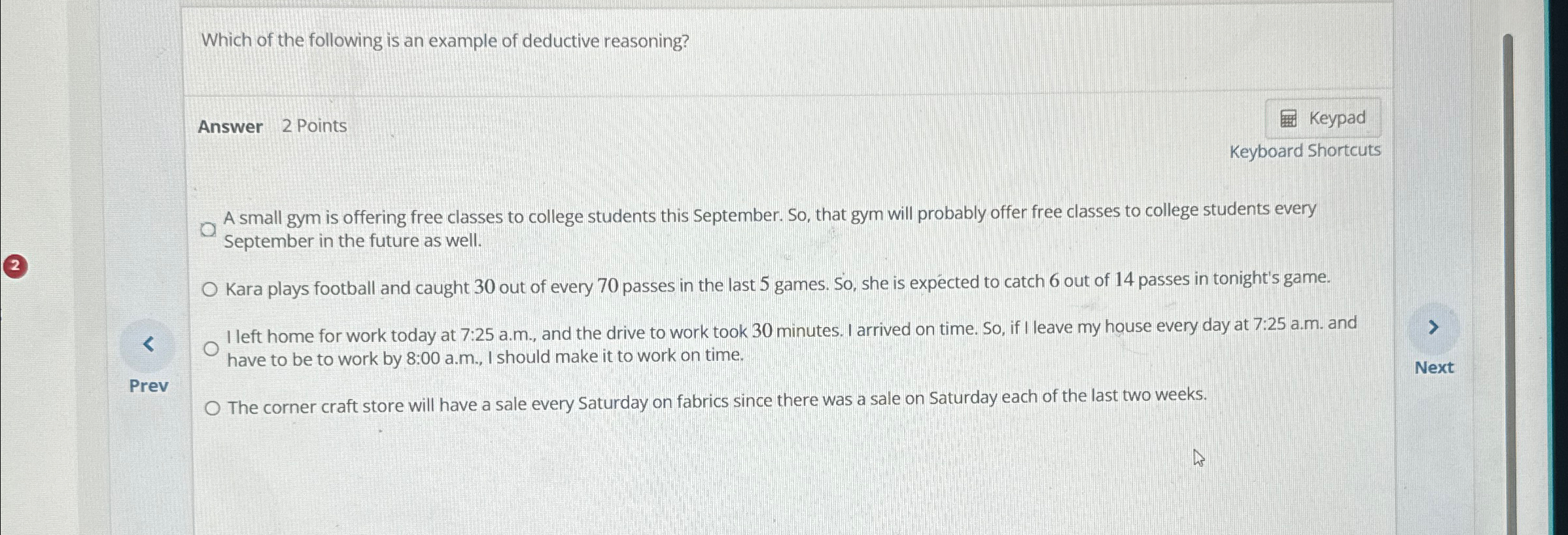 Solved Which of the following is an example of deductive | Chegg.com