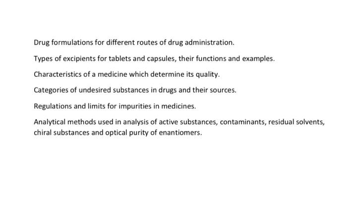 Solved Drug formulations for different routes of drug | Chegg.com