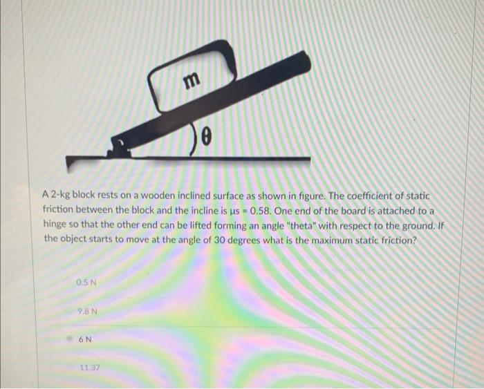 Solved A 2-kg block rests on a wooden inclined surface as | Chegg.com