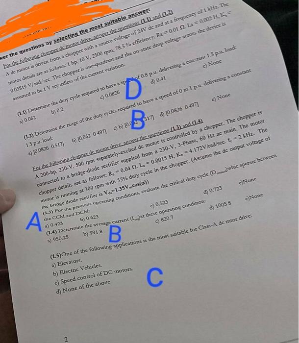 Solved the questions by solecting the mest suitable, ans wer | Chegg.com