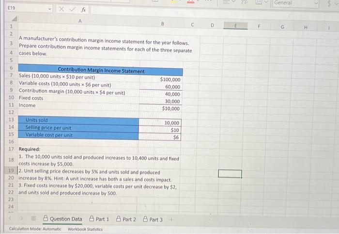 Solved A manufacturer's contribution margin income statement | Chegg.com