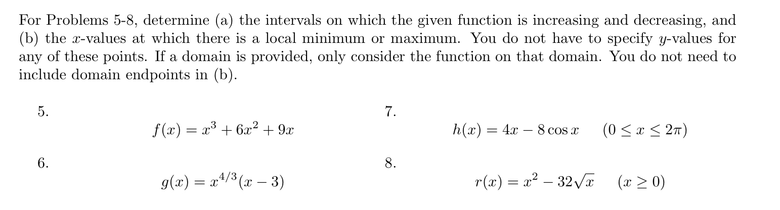 Solved For Problems 5-8, ﻿determine (a) ﻿the intervals on | Chegg.com