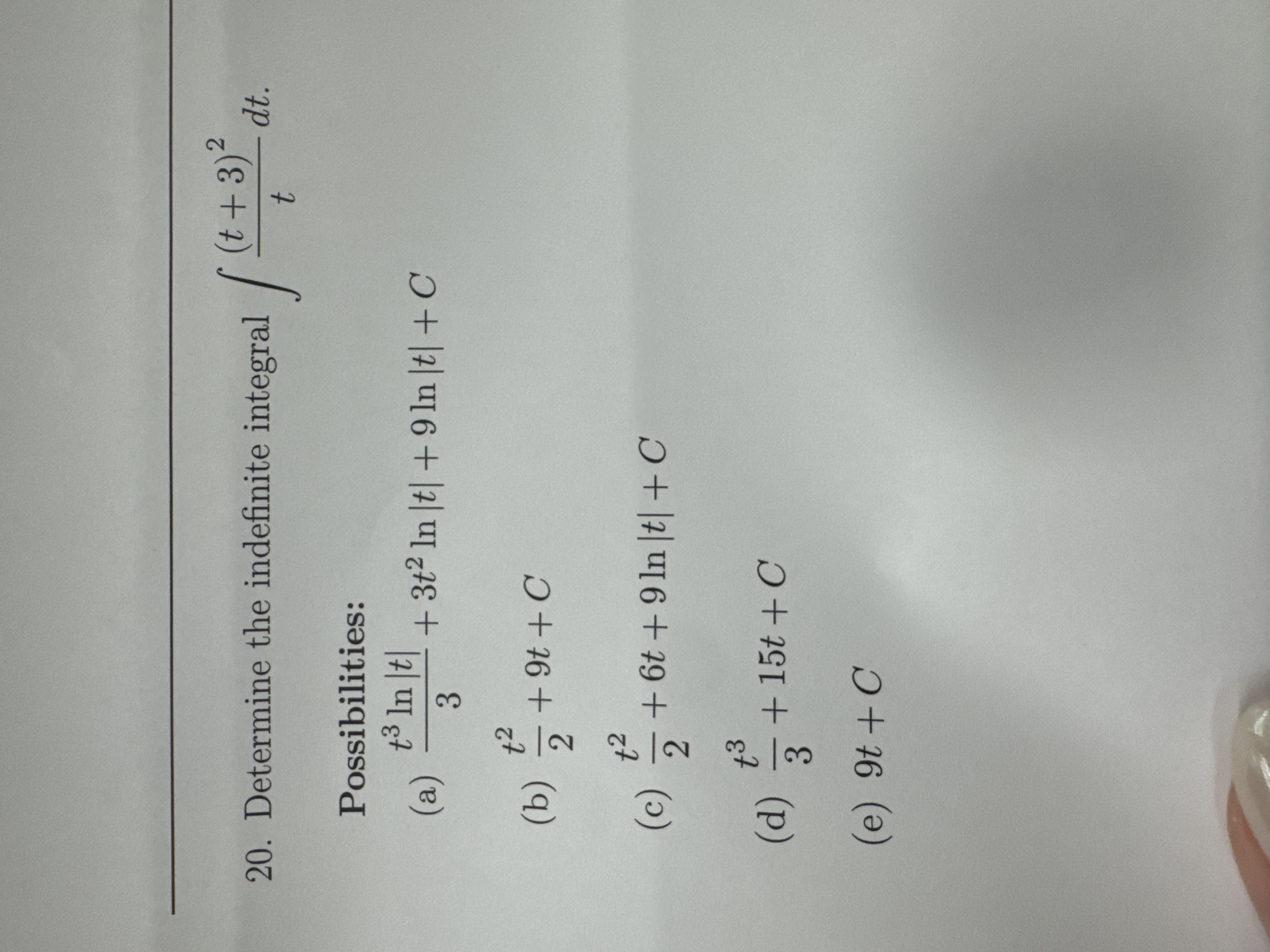Solved Determine The Indefinite Integral