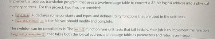 Solved Implement an address translation program, that uses a | Chegg.com