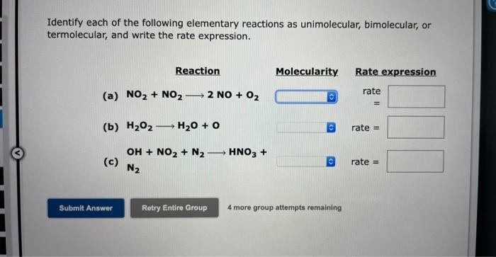 Solved Identify each of the following elementary reactions | Chegg.com