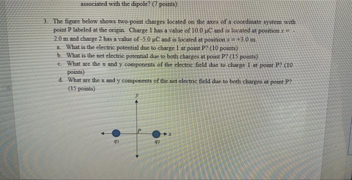 Solved 3. The figure below shows two-point charges located | Chegg.com
