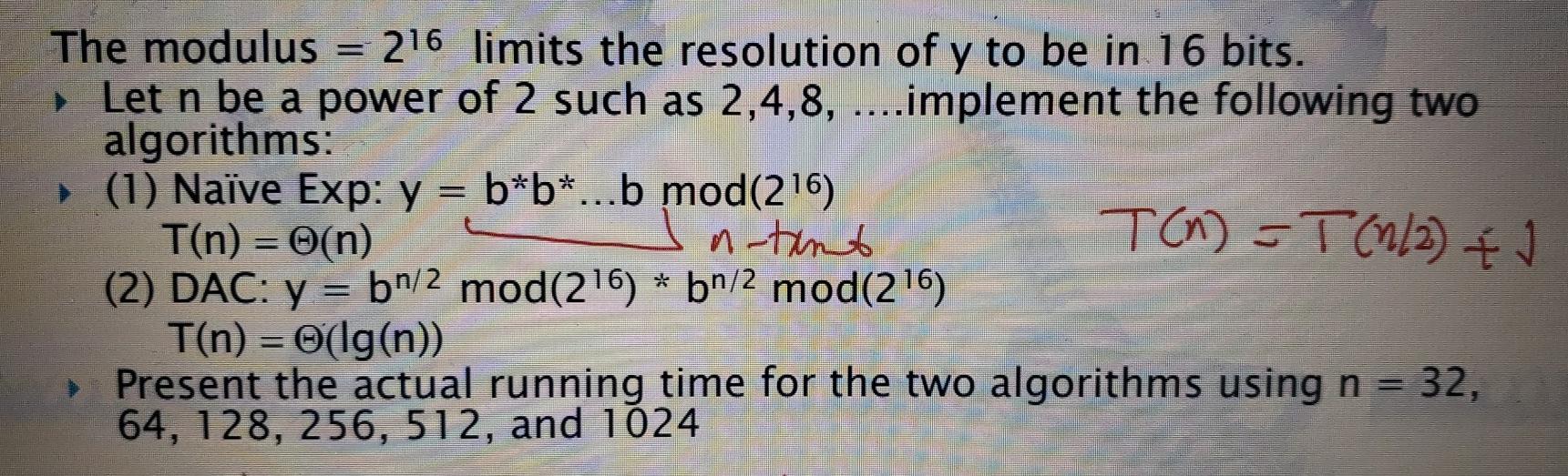 Solved The modulus = 216 limits the resolution of y to be in | Chegg.com