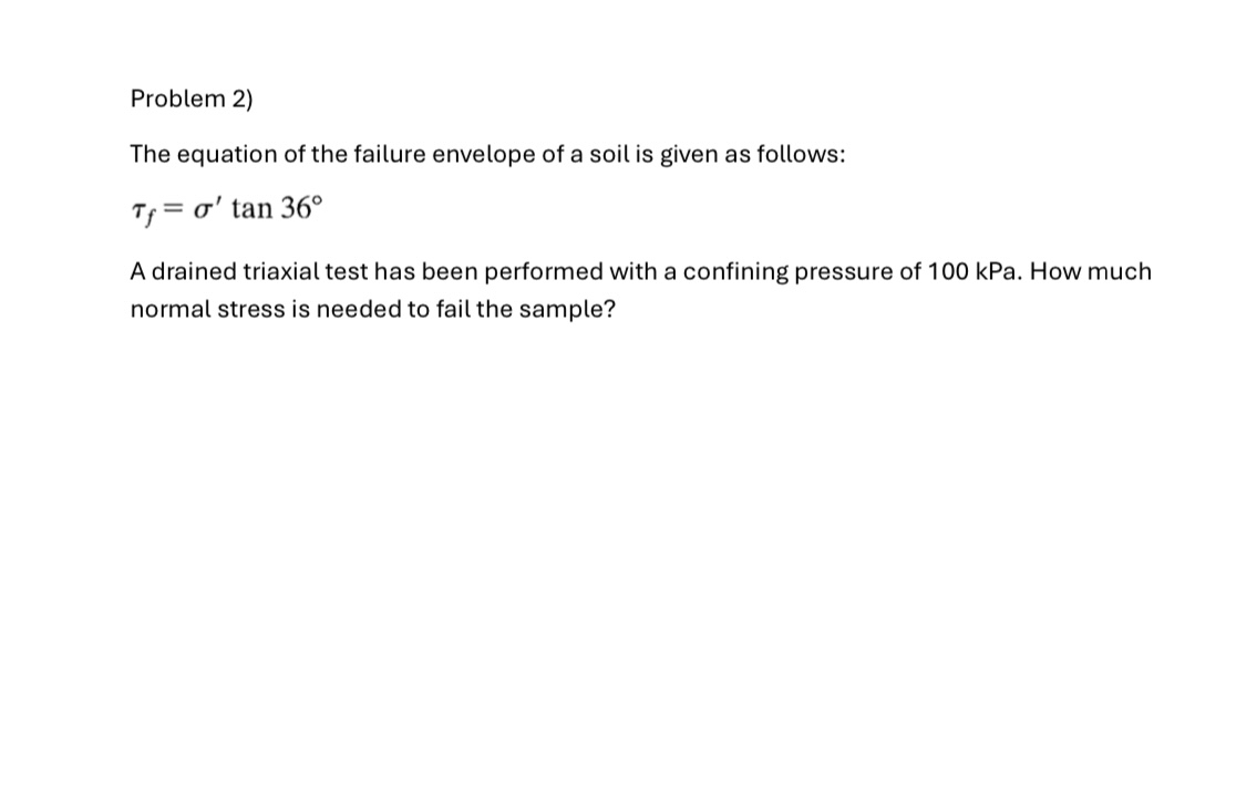 Solved Problem 2)The equation of the failure envelope of a | Chegg.com