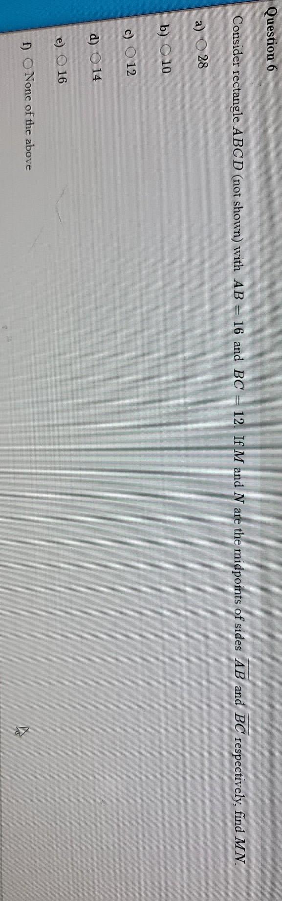 Solved Question 6 Consider rectangle ABCD (not shown) with | Chegg.com