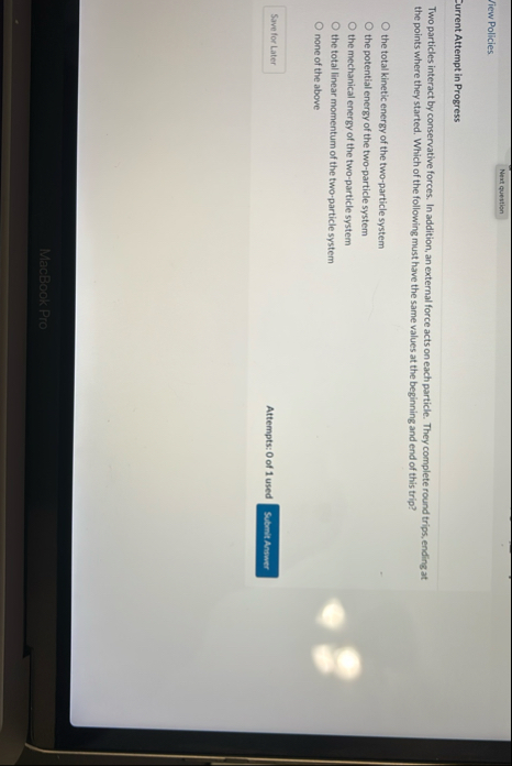 Solved /iew PoliciesEurrent Attempt in ProgressTwo particles | Chegg.com