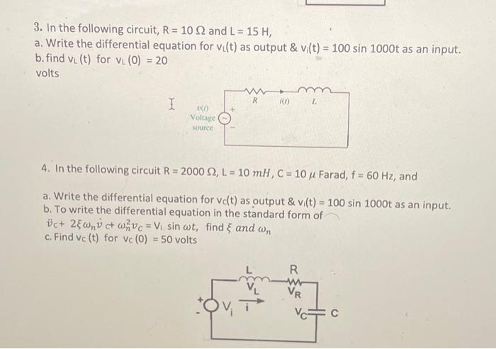 Solved 3. In the following circuit, R=10Ω and L=15H, a. | Chegg.com