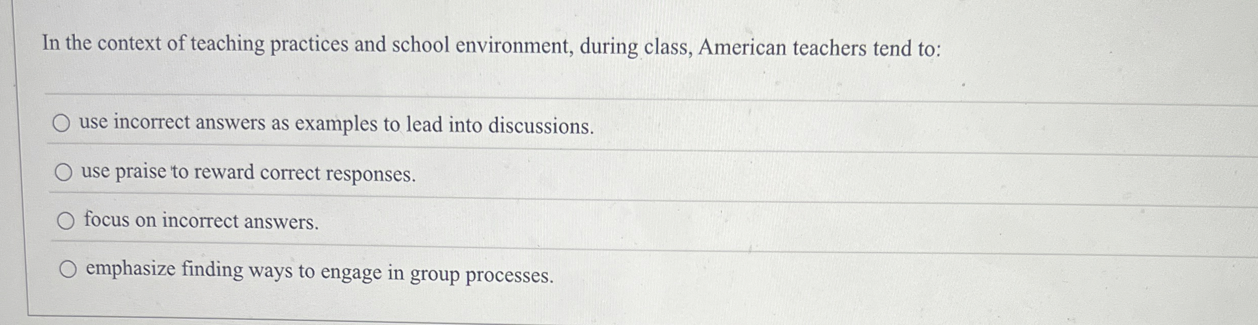 Solved In the context of teaching practices and school | Chegg.com