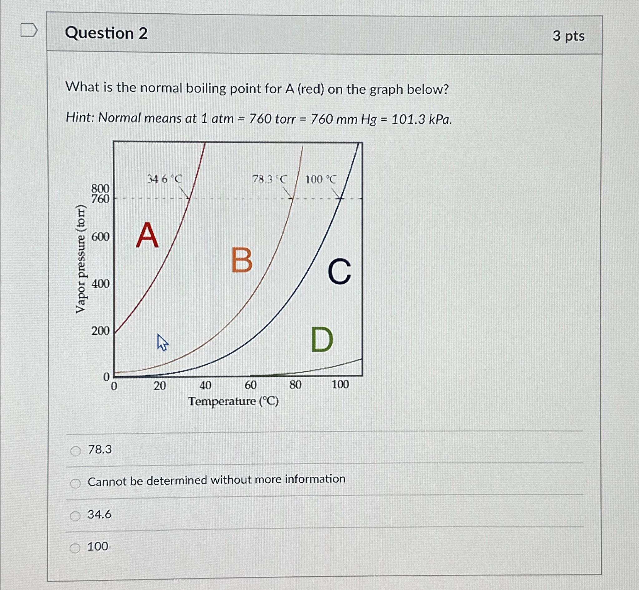Solved Question 23 ﻿ptsWhat is the normal boiling point for | Chegg.com