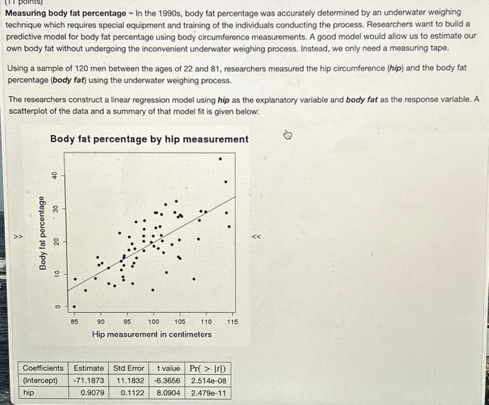 Solved Measuring body fat percentage \\( \\sim \\) In the | Chegg.com