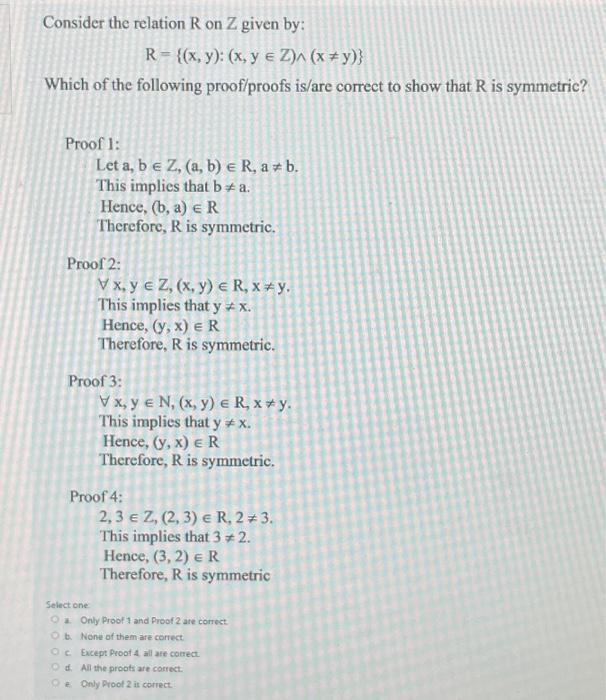 Solved \r\nConsider the relation \\( \\mathrm{R} \\) on \\( | Chegg.com