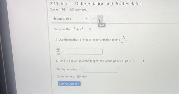 Solved 2.11 Implicit Differentiation and Related Rates | Chegg.com