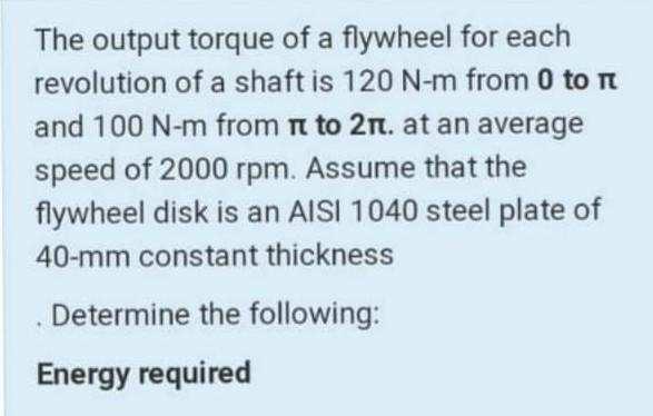 Solved The output torque of a flywheel for each revolution | Chegg.com