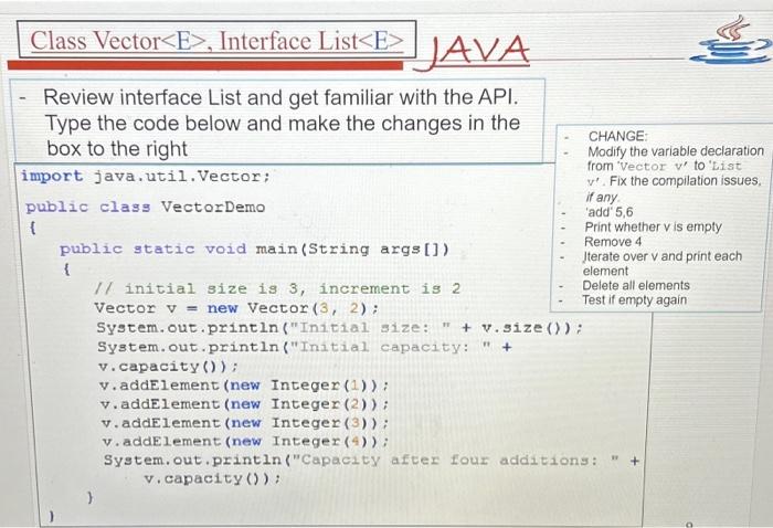 Solved - Review interface List and get familiar with the | Chegg.com