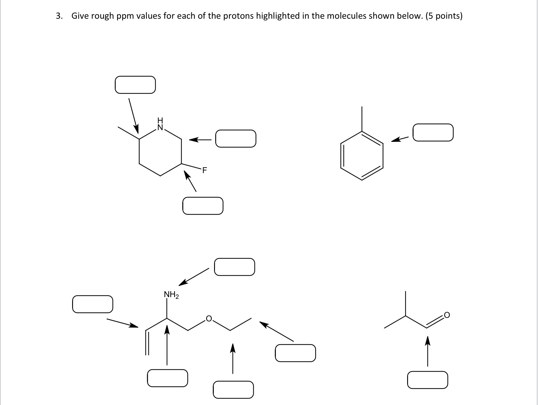 Solved 3. ﻿Give rough ppm values for each of the protons | Chegg.com