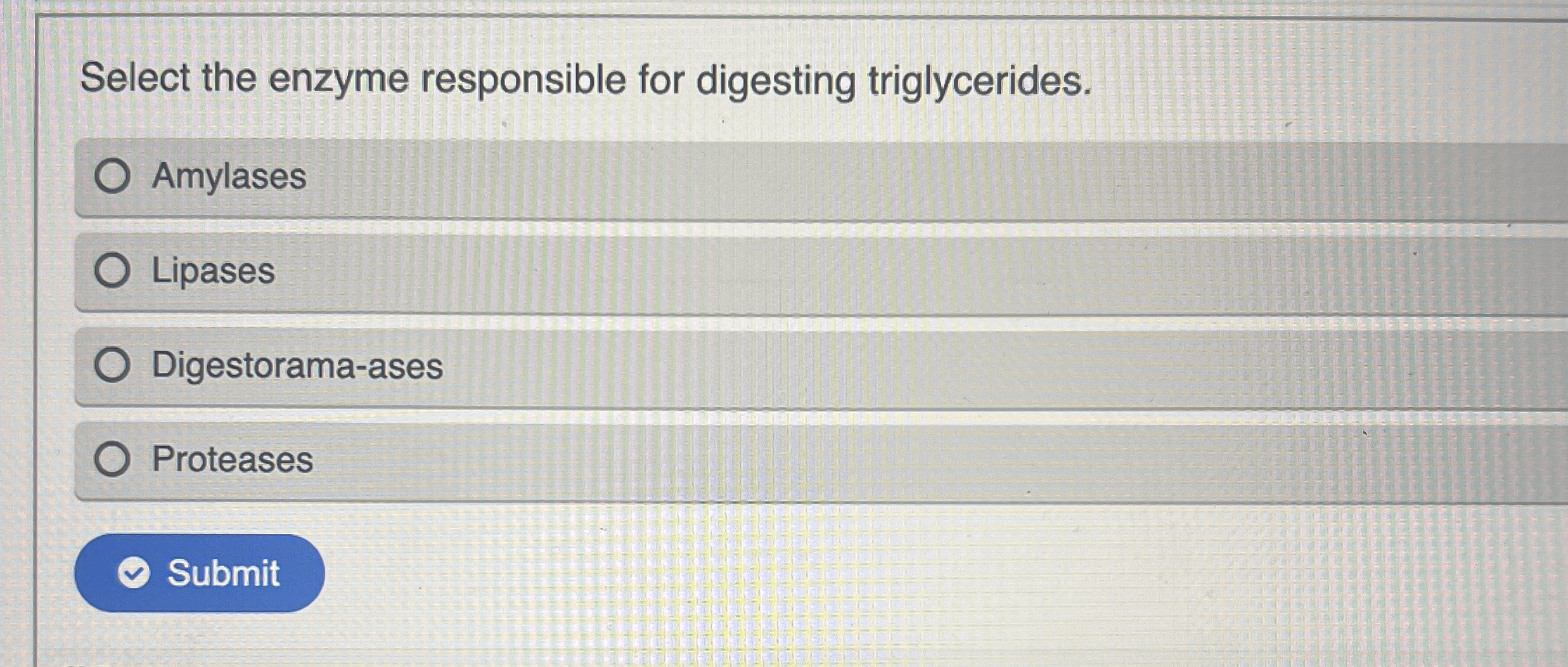 Select the enzyme responsible for digesting | Chegg.com